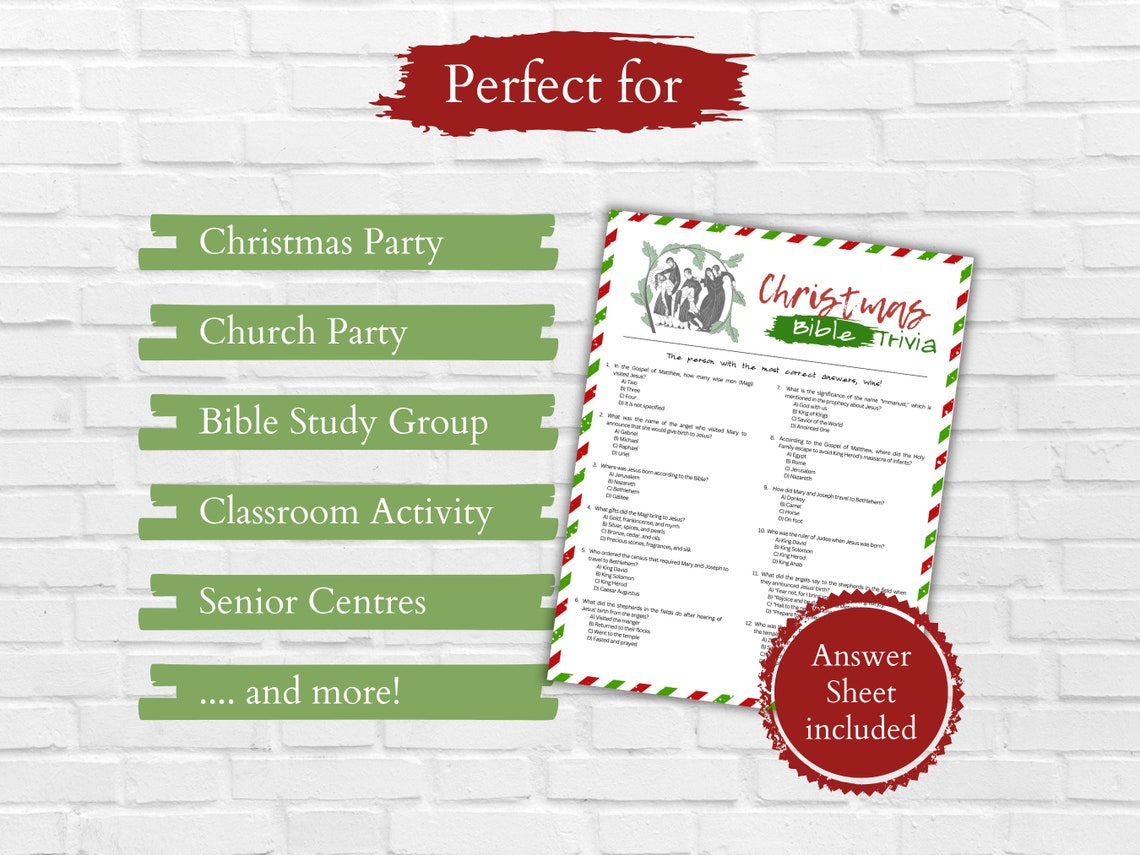Christmas Bible Trivia Games for Kids and Adults. Sunday School Youth ...