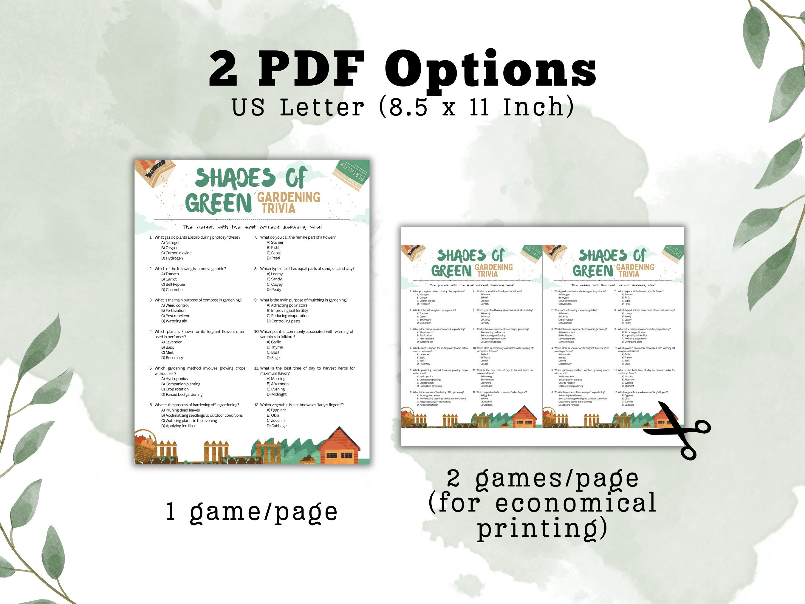 Gardening Trivia Game for Garden Party Games, Spring Trivia Easter ...