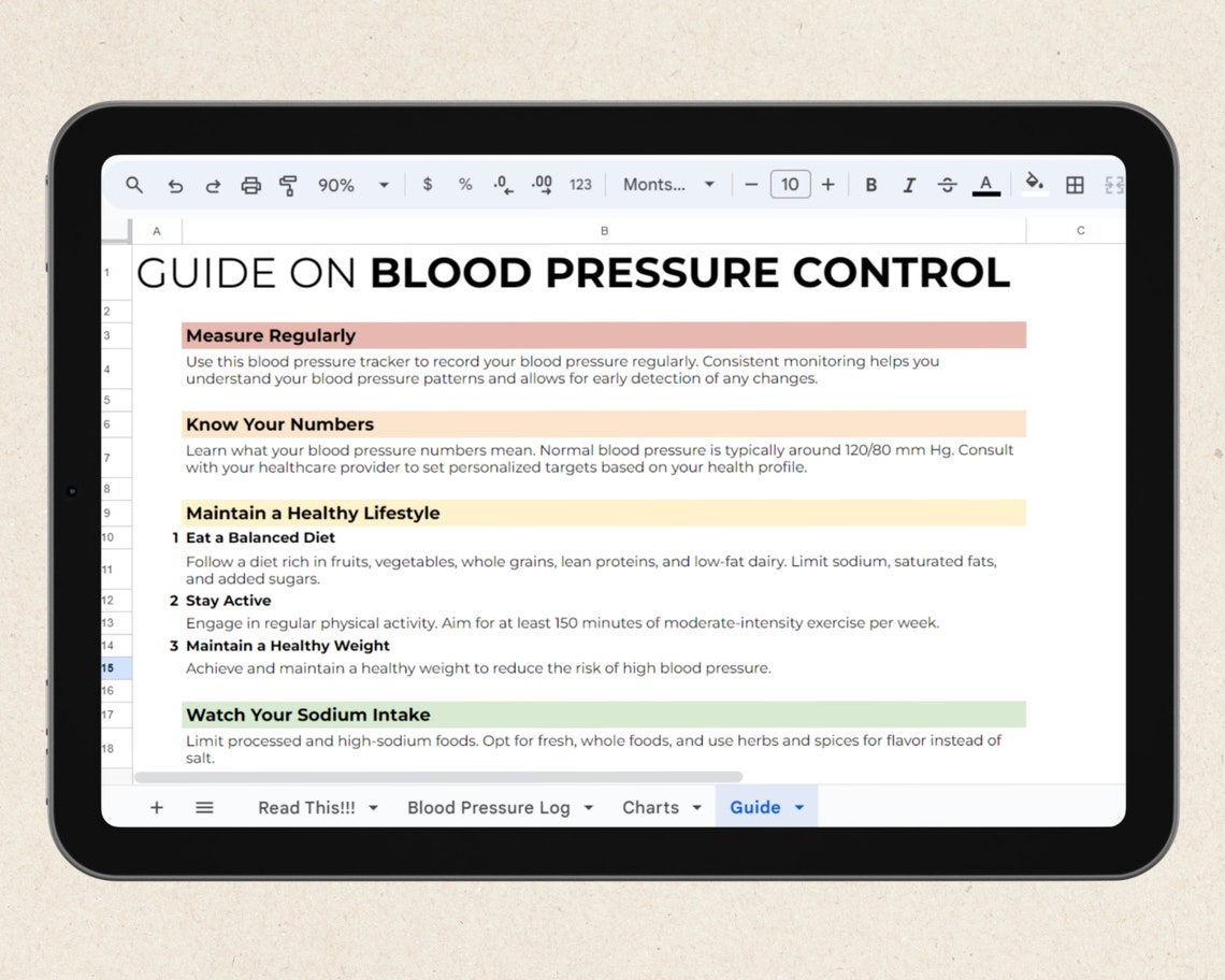 Blood Pressure Log Google Sheets and Chart, Caregiver Log With Blood ...