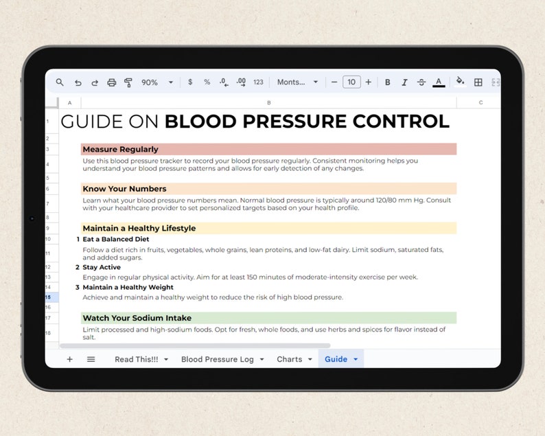 Blood Pressure Log Google Sheets and Chart, Caregiver Log With Blood ...