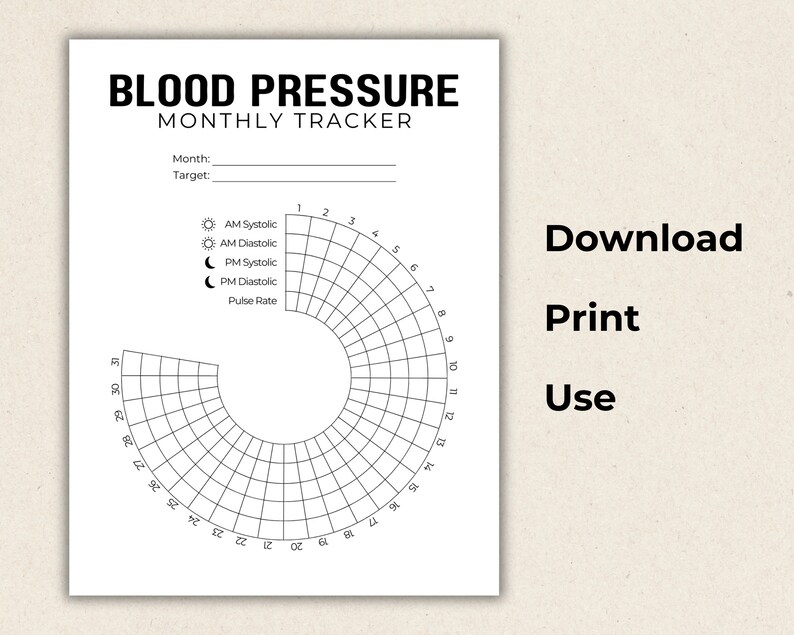 Visual Blood Pressure Log and Chart, Caregiver Log Medication Tracker ...