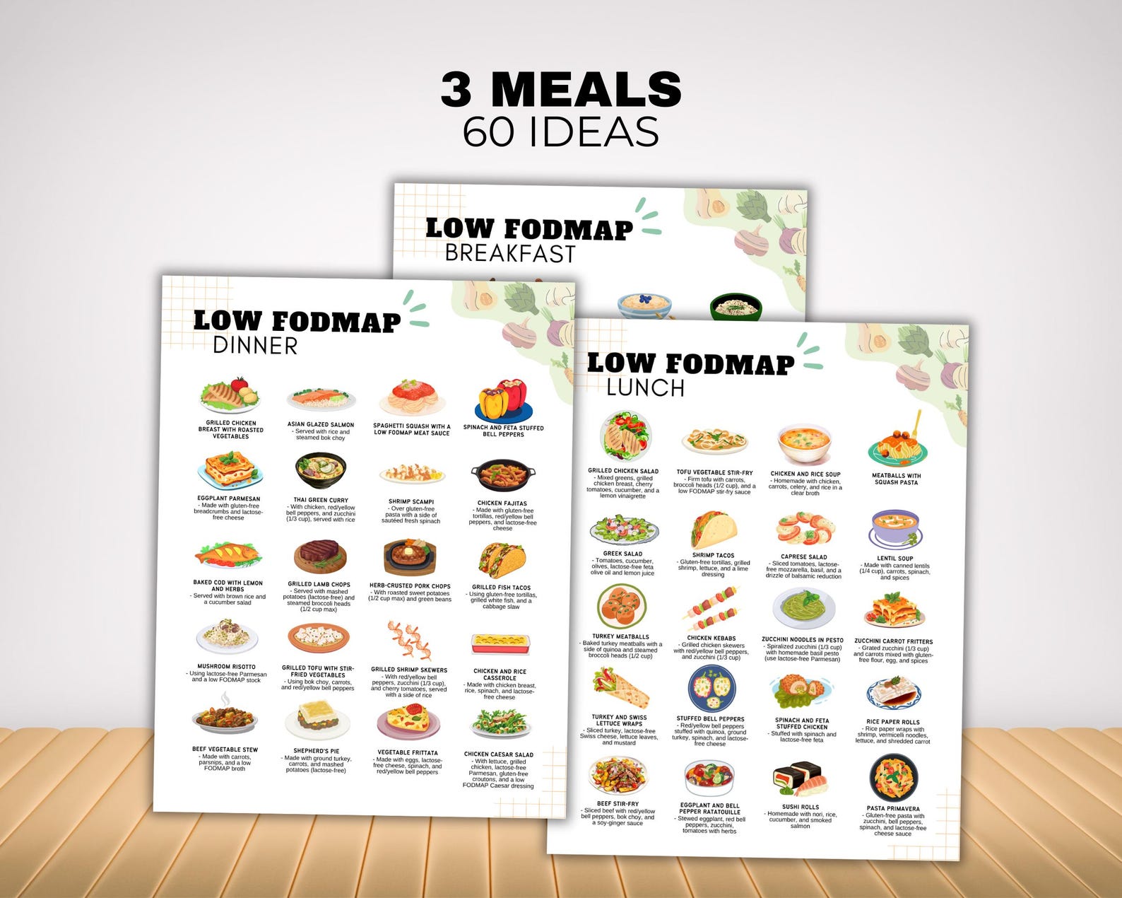 Low FODMAP Meal Ideas and IBS Food List Chart for Gut Health, Contain ...