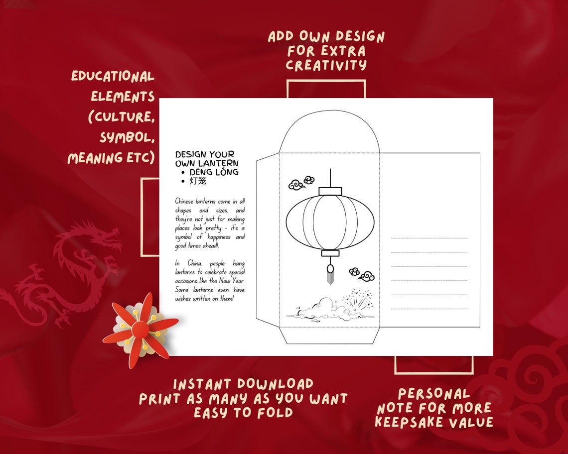 Red Envelope Colouring for Kids, Year of the Dragon for Lunar New Year ...