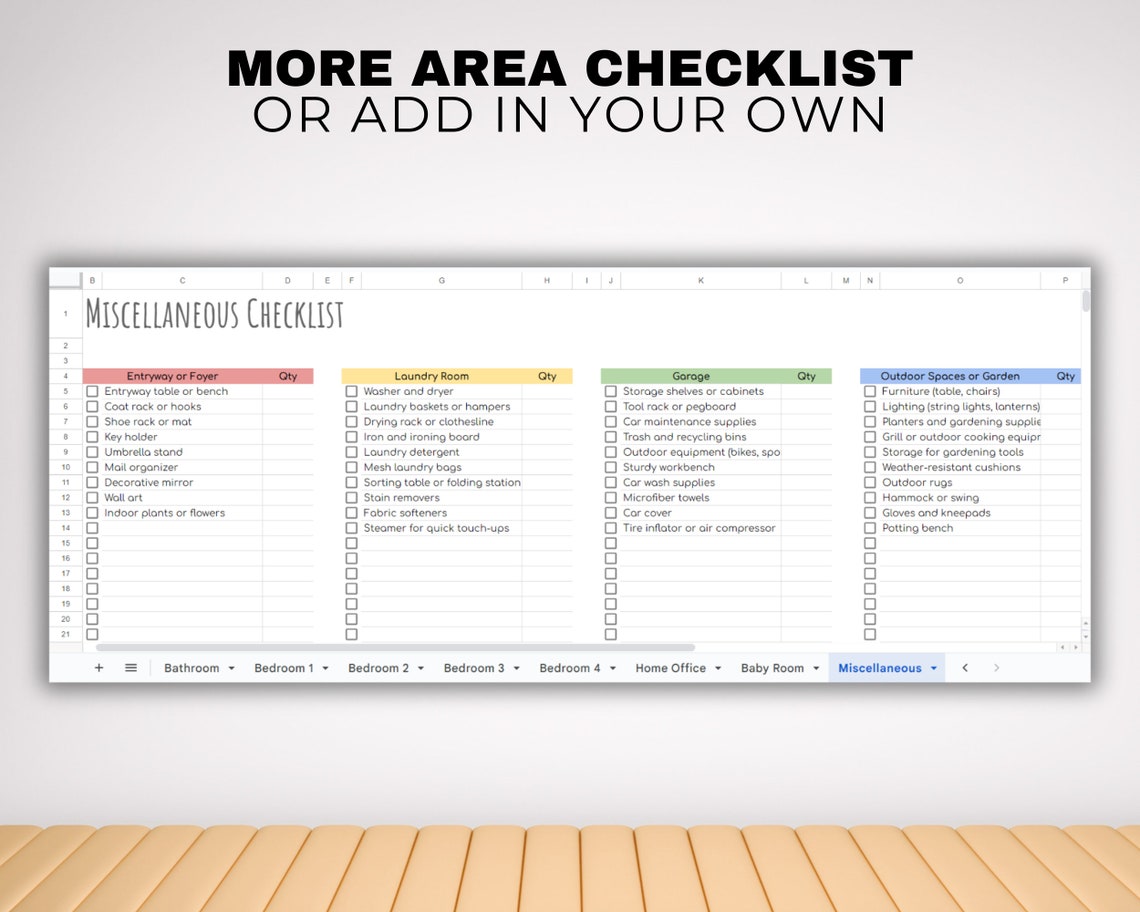Editable Moving Checklist Google Sheets, New Home Apartment Essentials ...