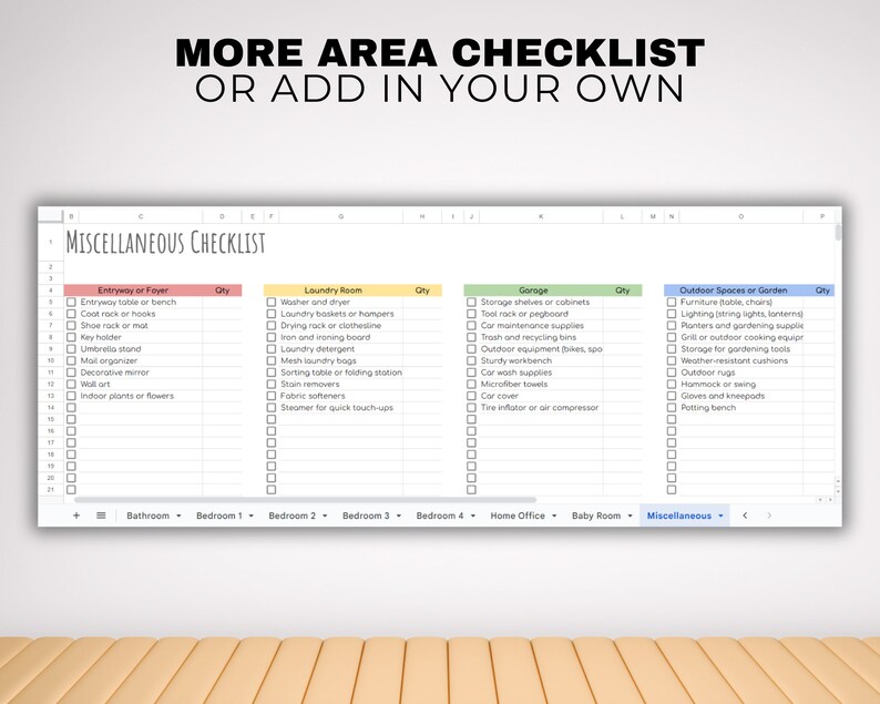 Editable Moving Checklist Google Sheets, New Home Apartment Essentials ...