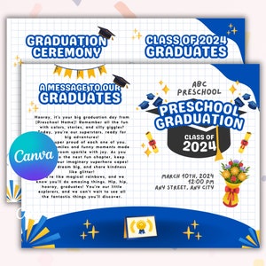 Editable Preschool Graduation Program, Kindergarten Elementary or Pre K ...