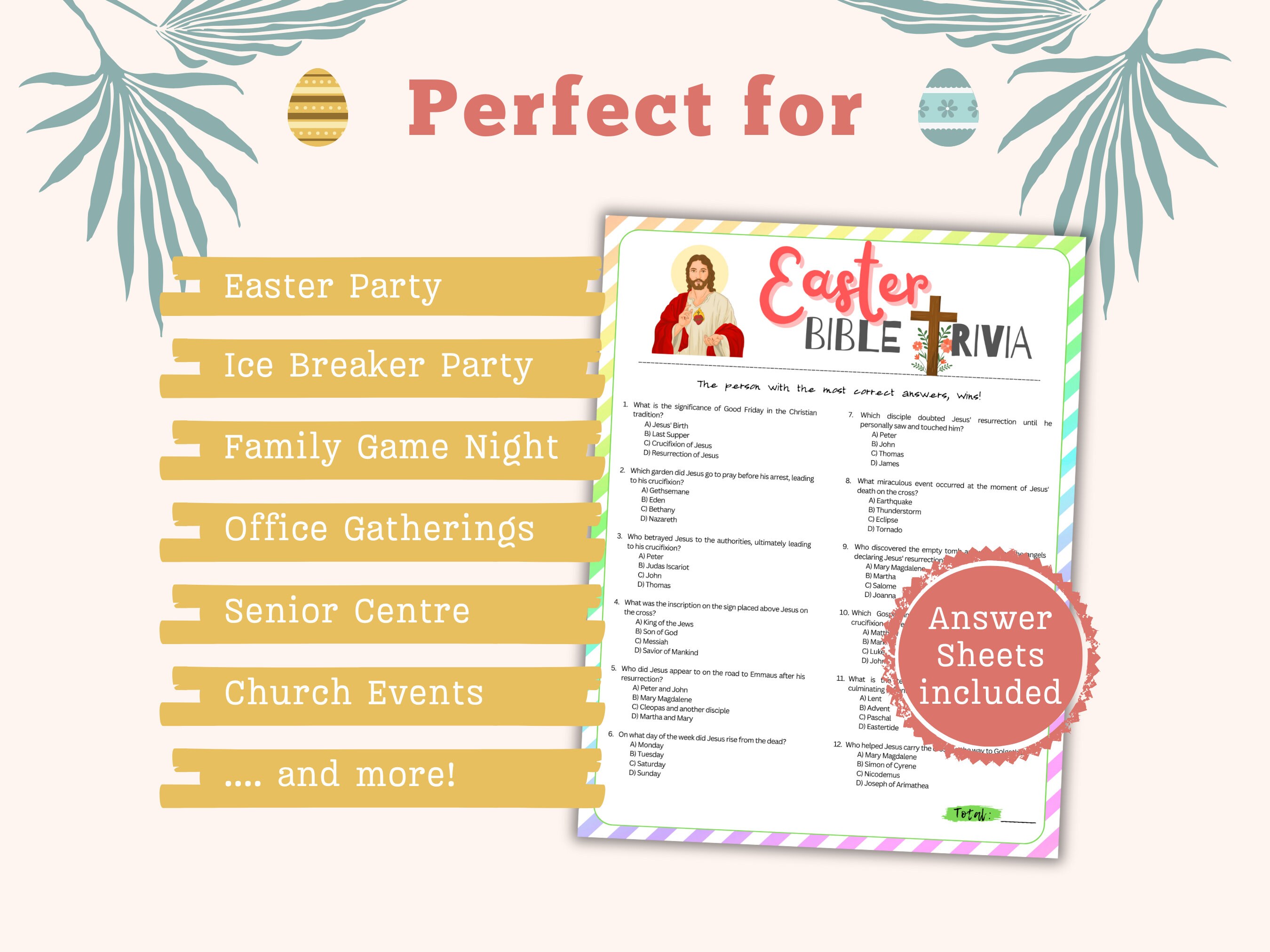 Easter Trivia Bible Game for Family Reunion Games, Spring Trivia With ...