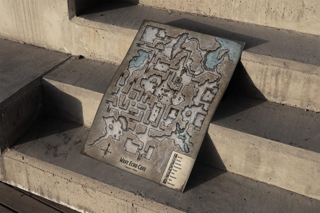 Wave Echo Cave Battle Map: Dnd 5e PVC Poster (0.75" Squares) - Etsy