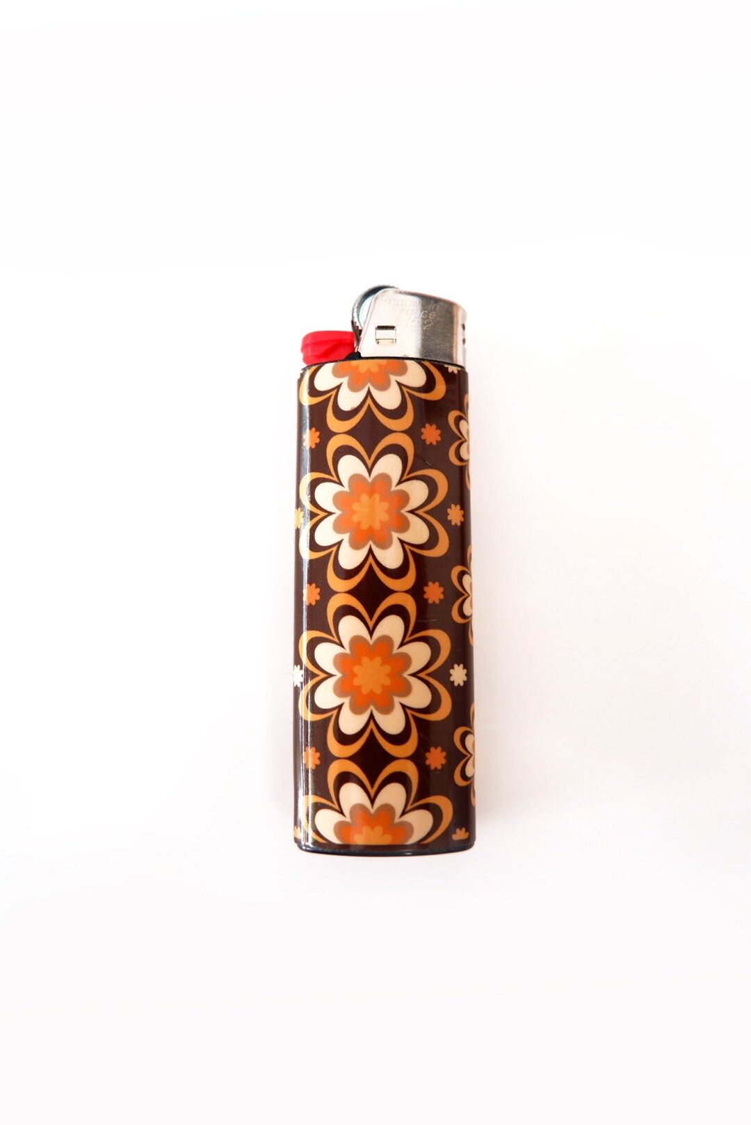 Brown Retro Flowers Lighter Wrap Sticker - Etsy