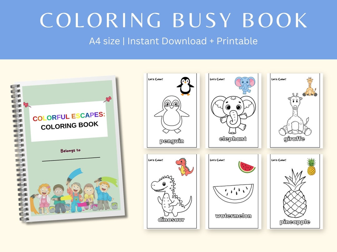 Interactive Coloring Book for Kids, Animal Coloring Book, Printable ...