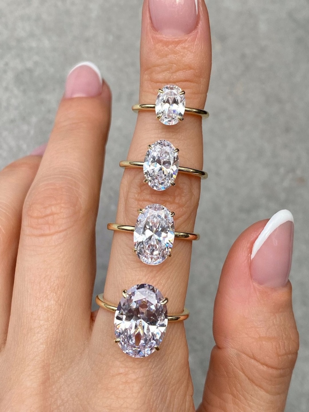 Buy Oval Engagement Ring 4ct 3ct 2ct 1.25ct Stone Ring Silver Ring ...