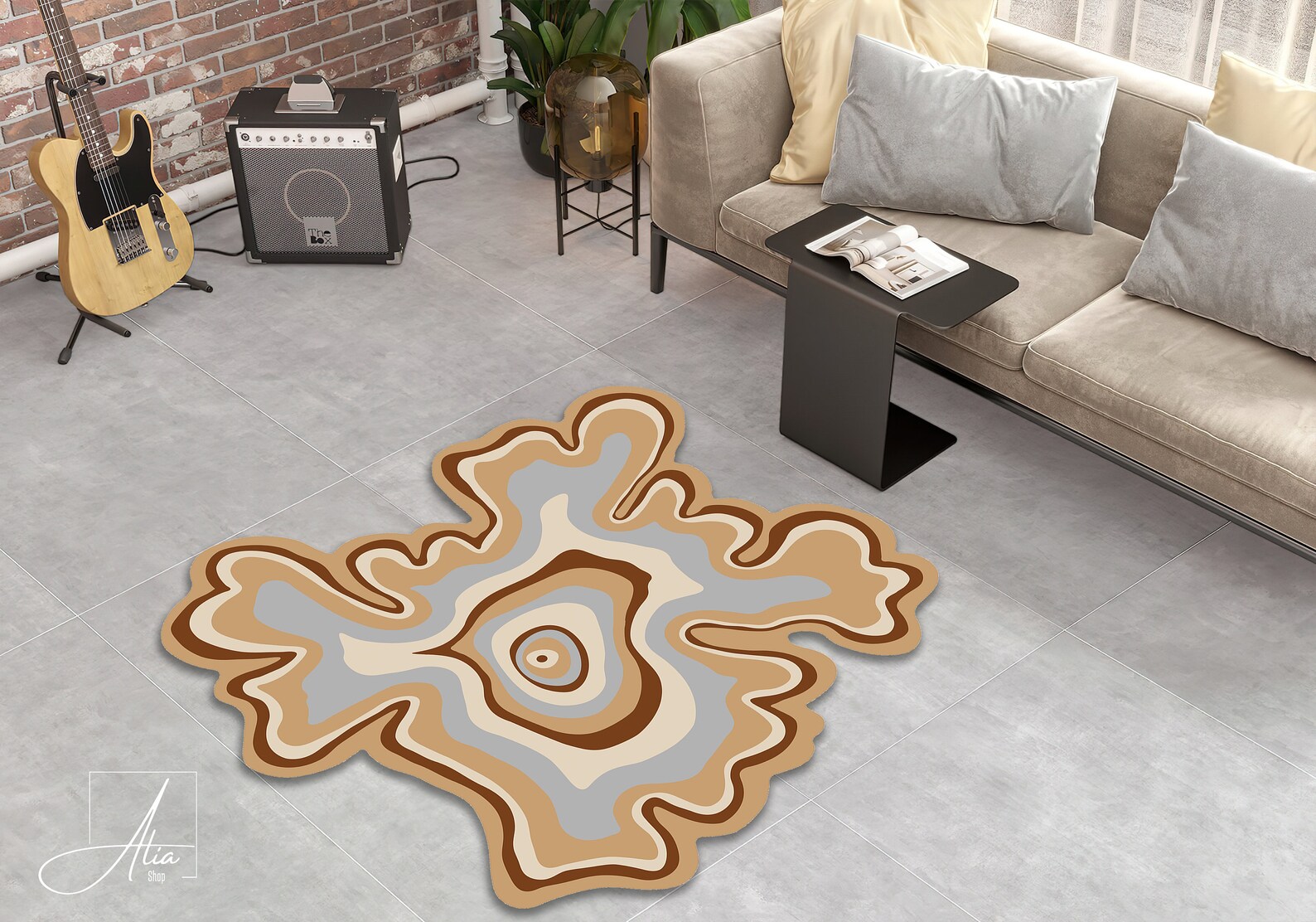 Melting Rug, Brown Melting Carpet, Weird Rug, Moroccan Rug Persian Rug ...