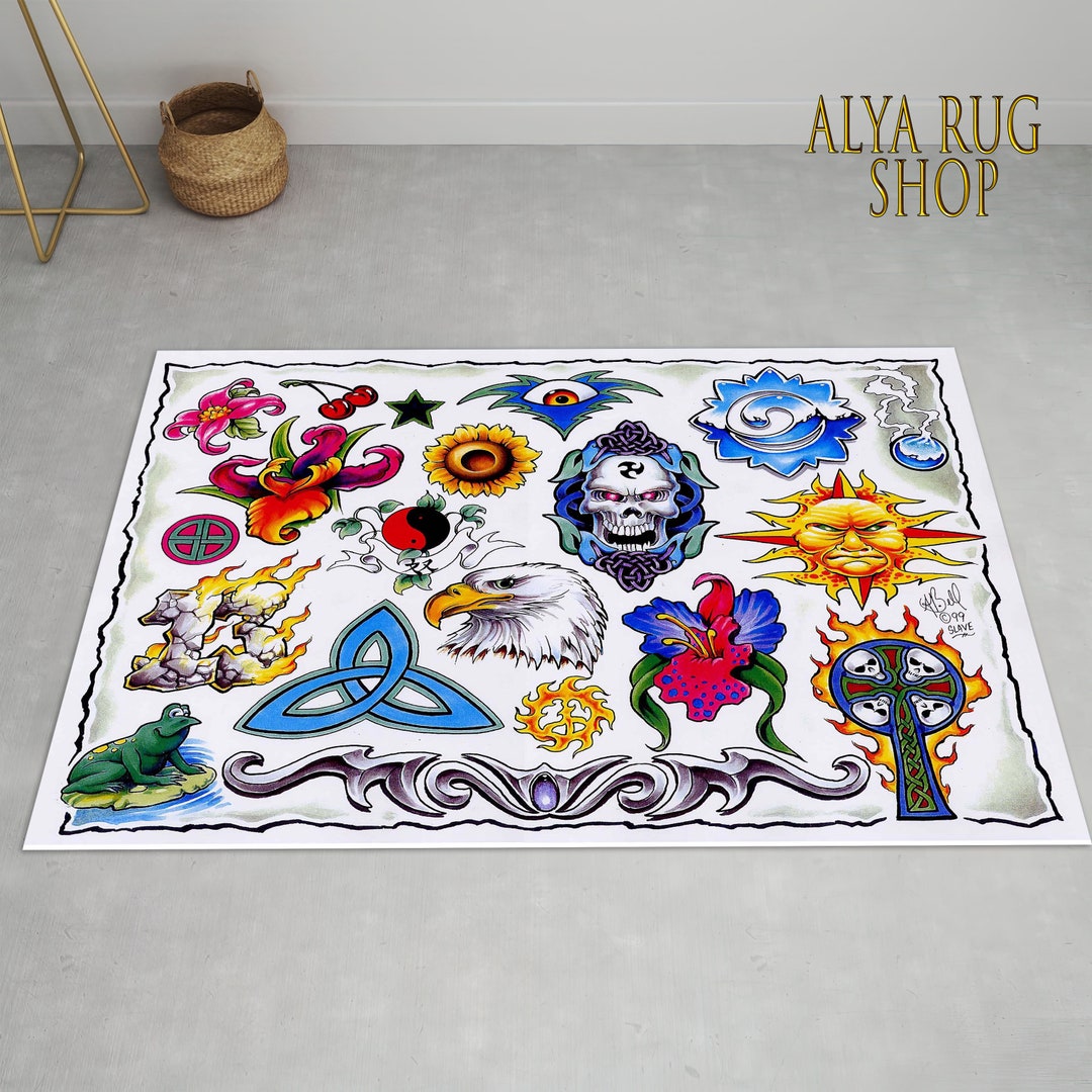 Old School Tattoo Rug, Tattoo Art Japanese Tattoo Rug, Eagle Tattoo Rug ...