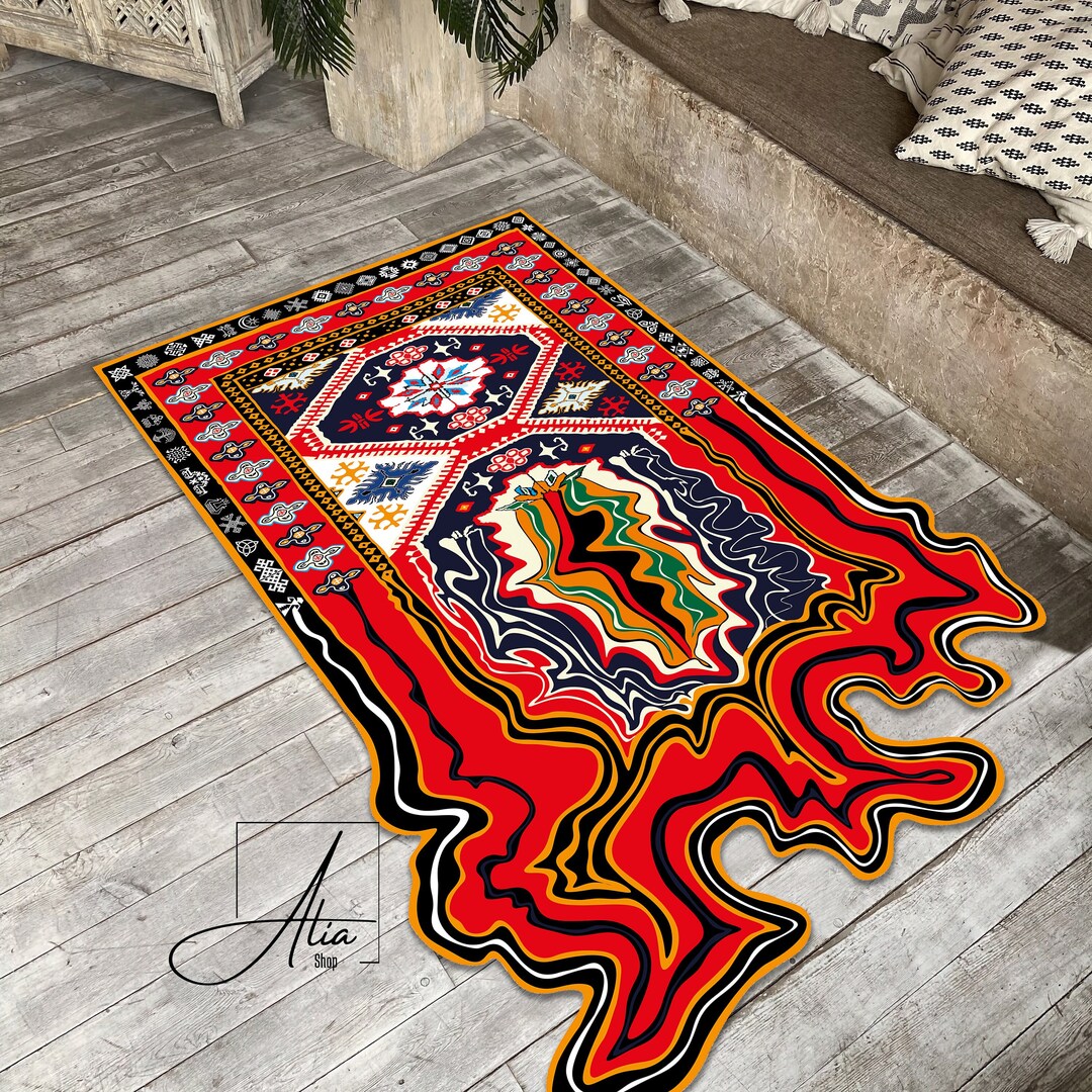 Melting Rug, Persia Carpet, Moroccan Art, Anatolian Motiff Rug, Acid ...