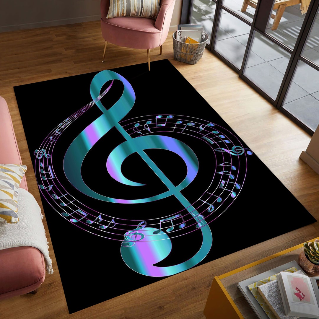 Musical Note Rug, Music Rug, Piano Keys Carpet, Musical Ambiance Rug ...