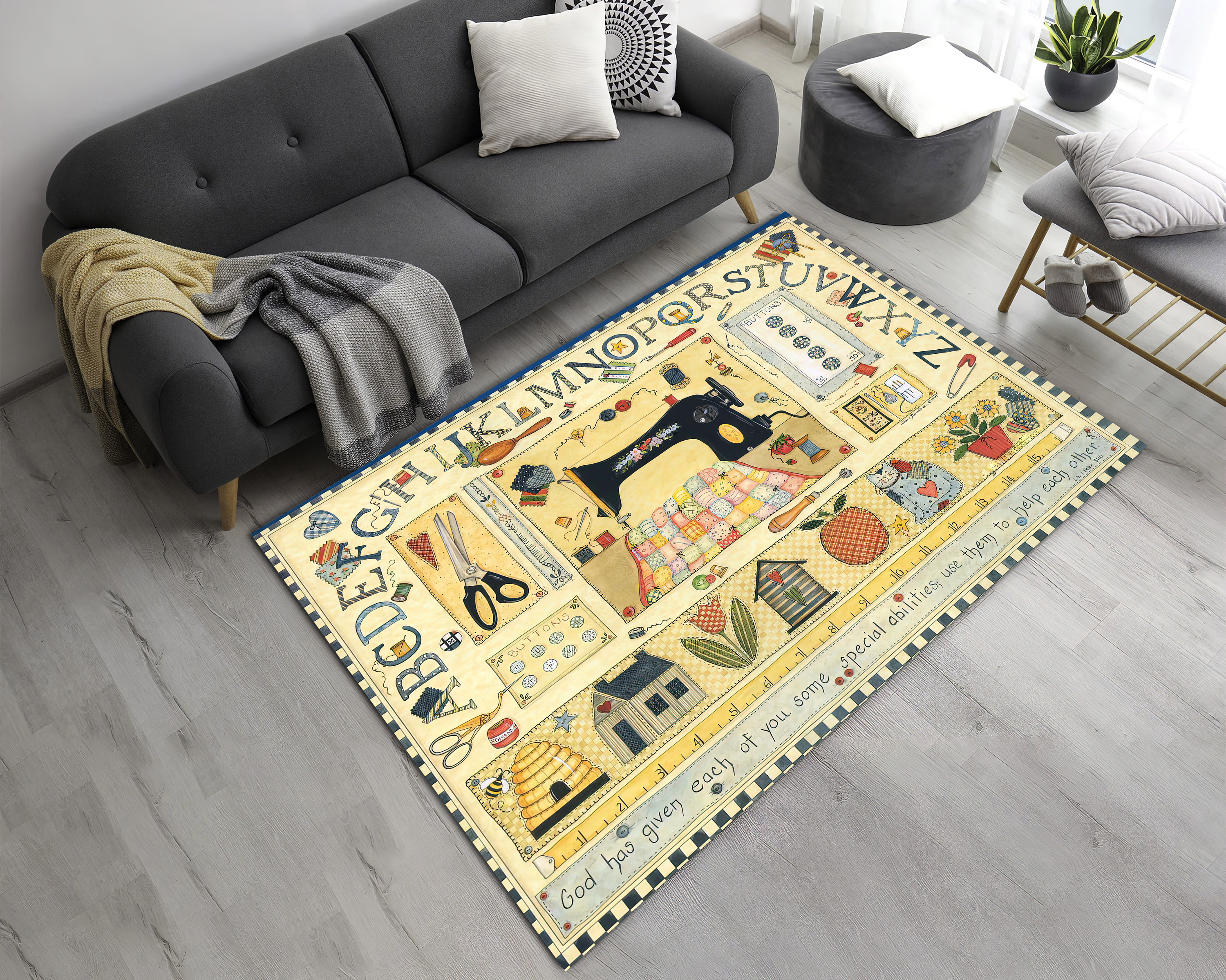 Tailor Rug, Tailor, Seamstress Rug, Sewing and Crafting Carpet, Tailor ...