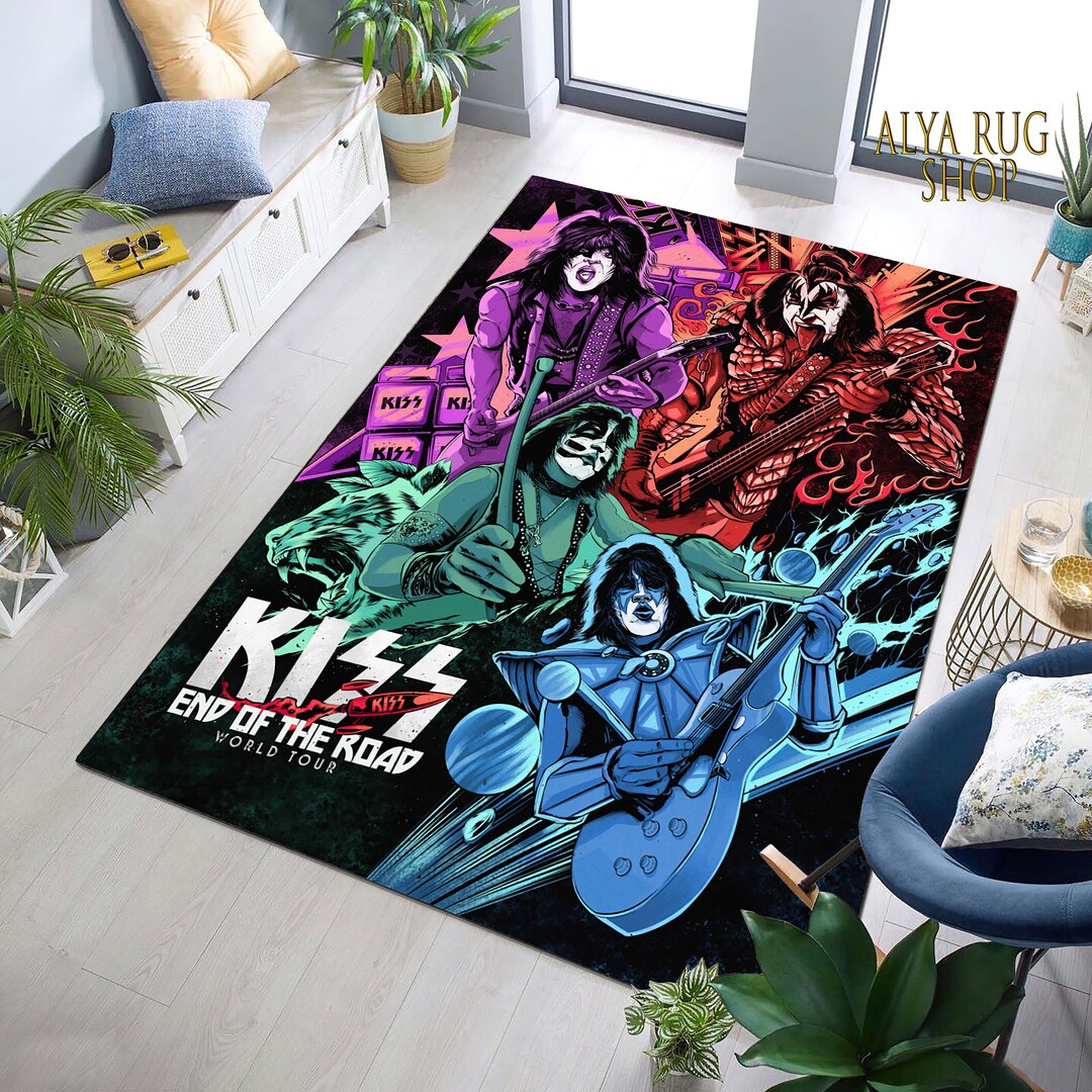 KISS Rock Band Rug, Kiss Rock Band Fans Gift, Kiss Rock Band Fan Carpet ...
