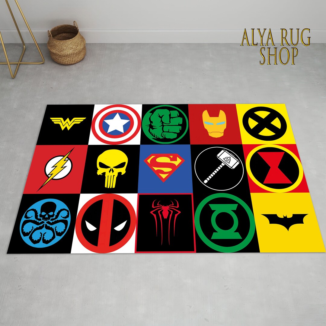 Avengers Rug, Superhero Marvel Carpet, Ironman Rug, Thor Mat, Captain ...