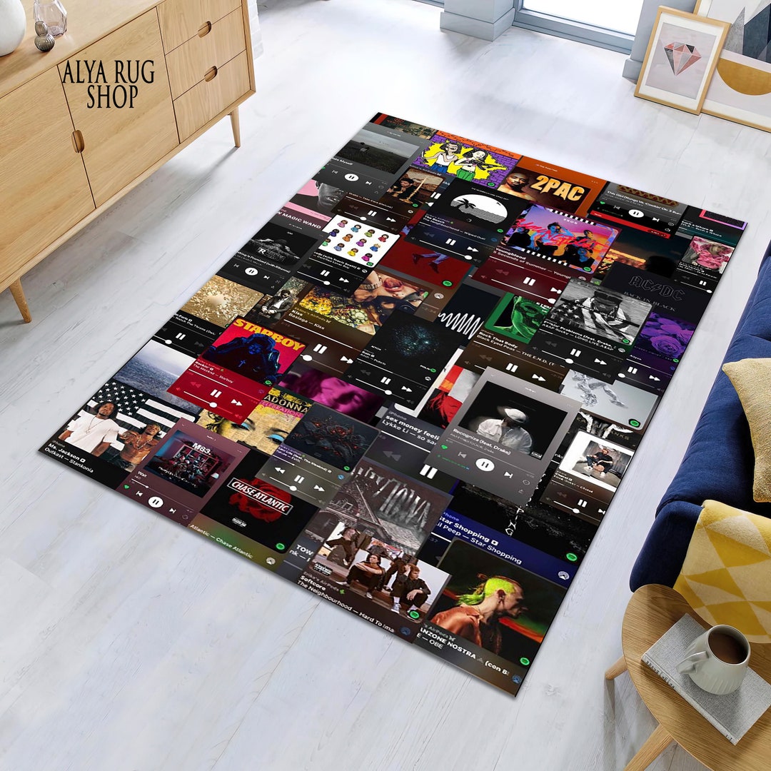 70s Album Covers Rug, Rockn Roll Groups Rug, Rock Bands Rug, Heavy ...