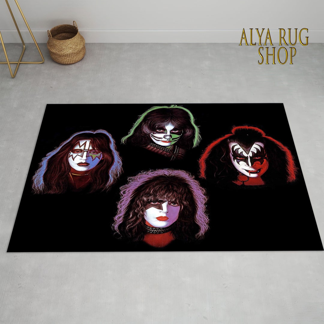 KISS Rock Band Rug, Kiss Rock Band Fans Gift, Kiss Rock Band Fan Carpet ...