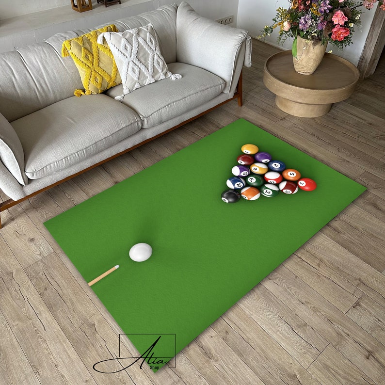 Billiard Rug, Billiard 8 Ball Carpet, Billiards Club Mat, Billiard ...