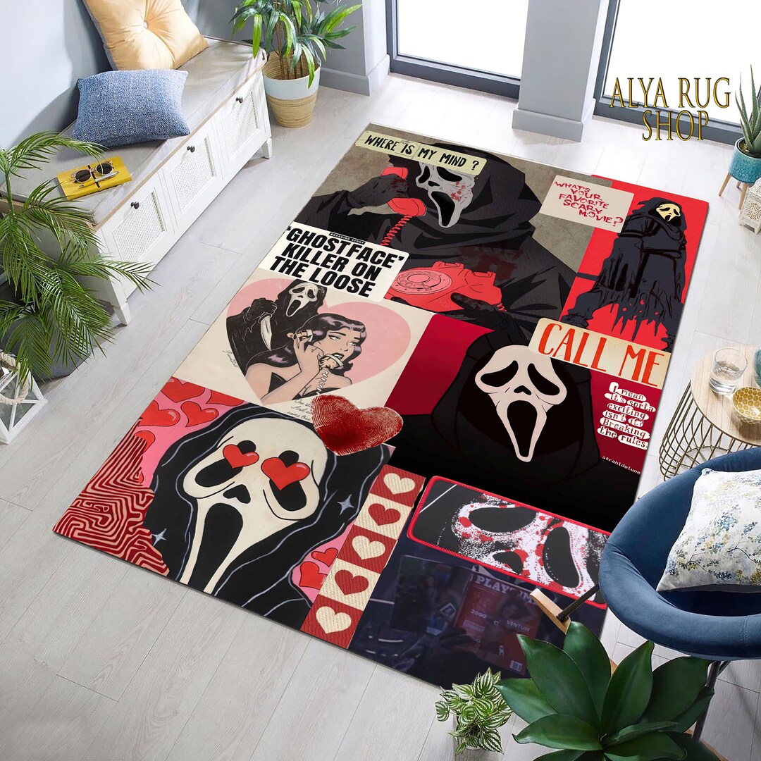 Horror Movie Themed Rug, Nostalgic Retro Style Carpet, Scream Deor ...