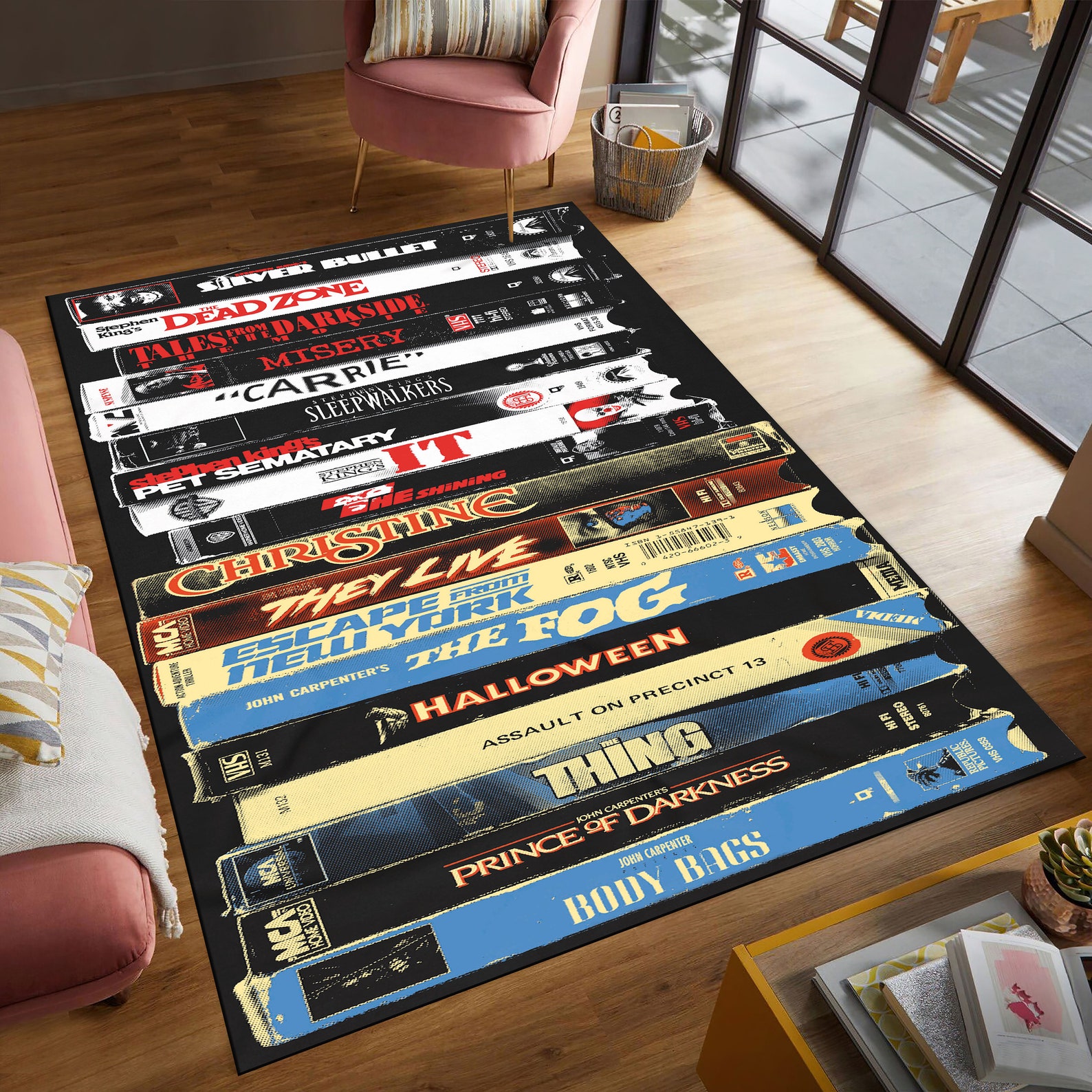Horror Movie Carpet, Vhs Case Themed Horror Rug, Movie Room Rug, Home ...