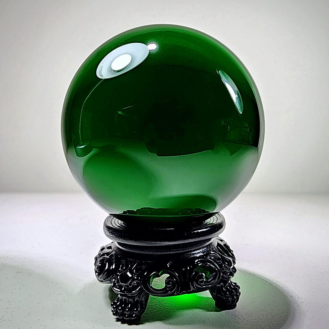 80mm Green Crystal Ball, Dark Green Glass Scrying Sphere, 3.15 Inches ...