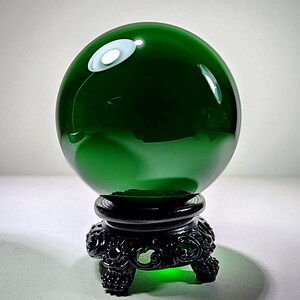 80mm Green Crystal Ball, Dark Green Glass Scrying Sphere, 3.15 Inches ...