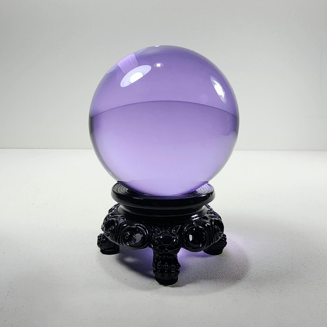 60mm Small Purple Crystal Ball With Stand, Little Violet Glass Scrying ...