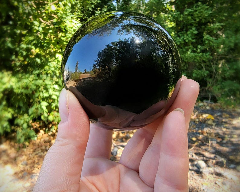 80mm Black Crystal Ball, Gothic Decor, Black Glass Scrying Sphere, 3.15 ...