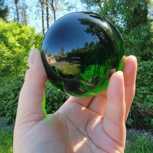 80mm Green Crystal Ball, Dark Green Glass Scrying Sphere, 3.15 Inches ...
