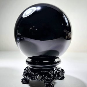 80mm Black Crystal Ball, Gothic Decor, Black Glass Scrying Sphere, 3.15 ...