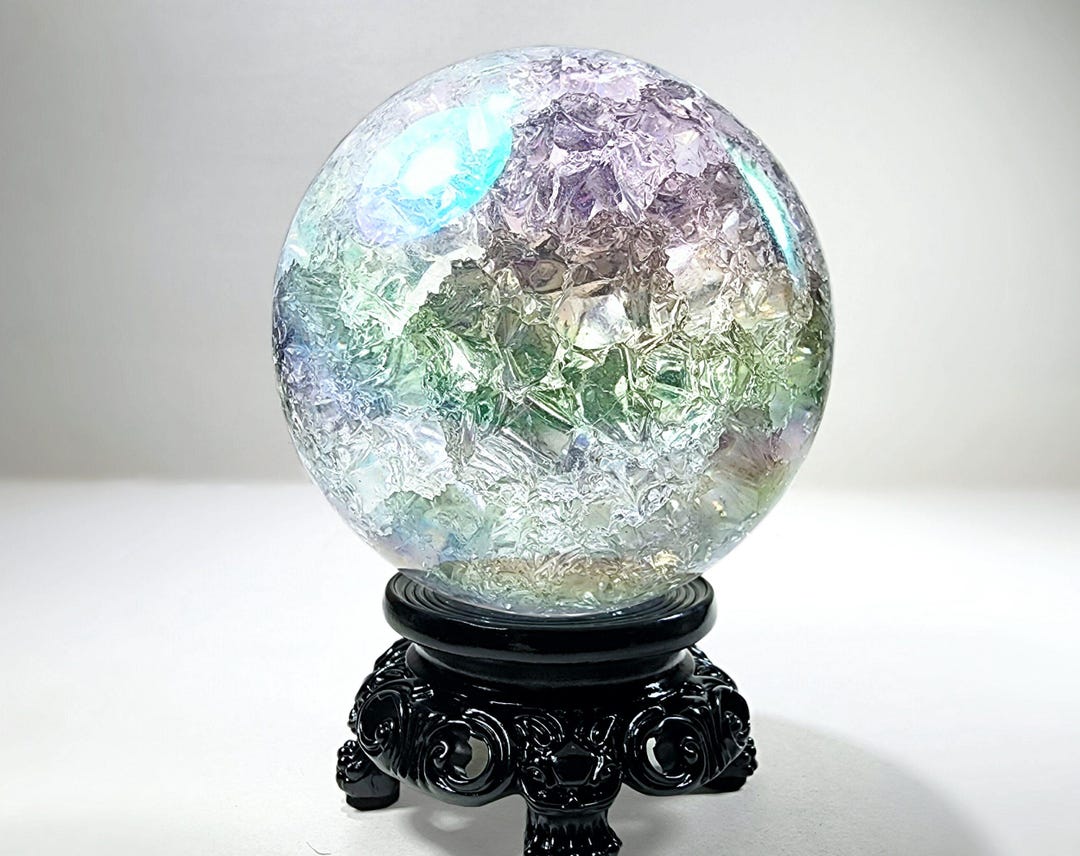 80mm Crackle Aurora Crystal Ball, Rainbow Glass Sphere, 3.15 Inch - Etsy
