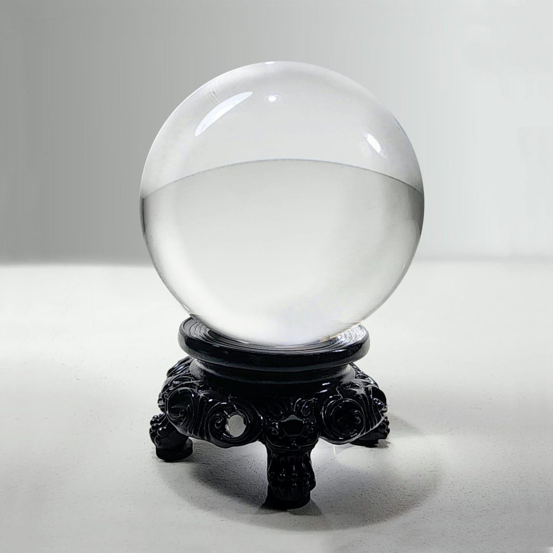 60mm Small Crystal Ball With Stand, Clear Glass Scrying Sphere, 2.36 ...