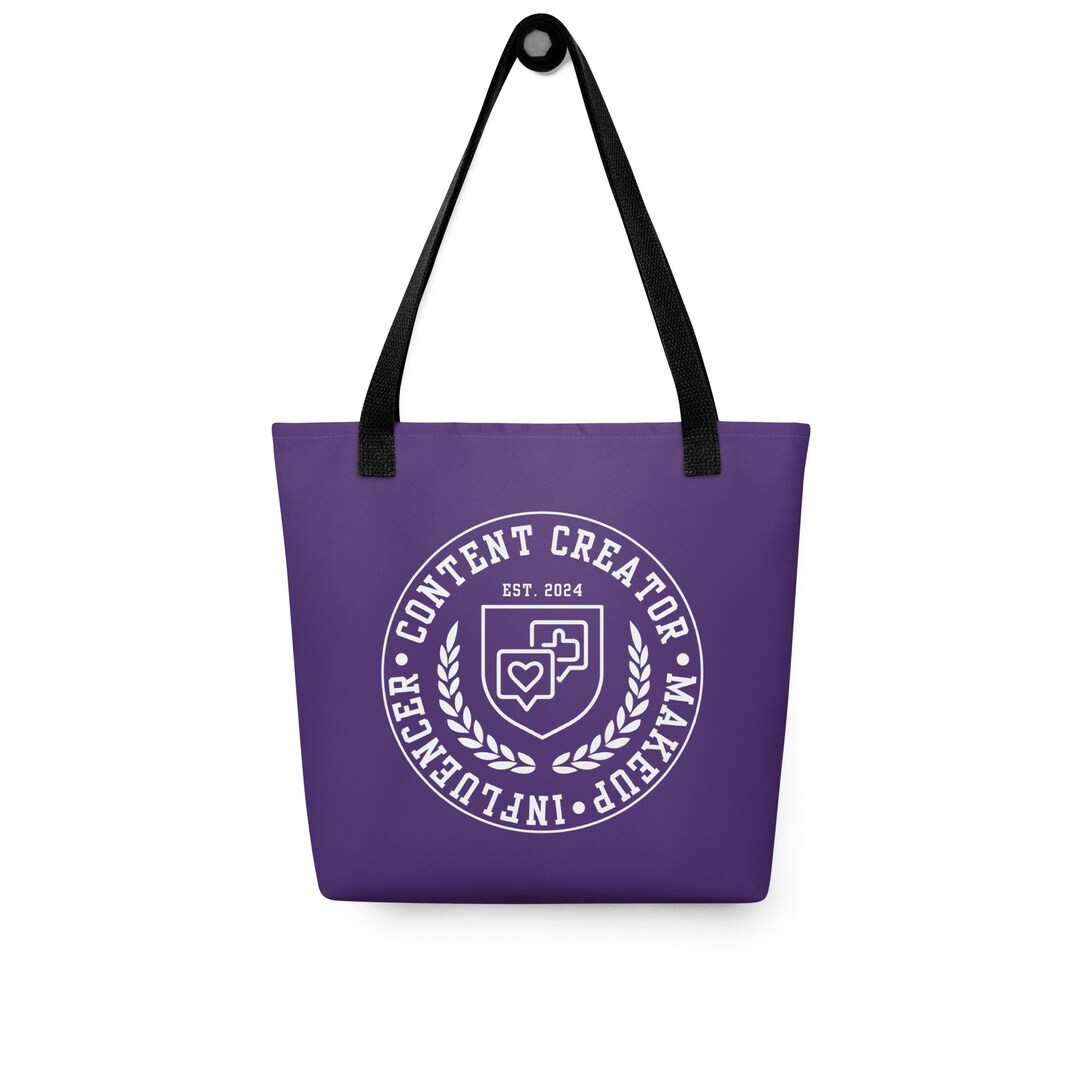 Tote Bag Content Creator, Makeup Influencer, Est. 2024 Purple Bag White ...