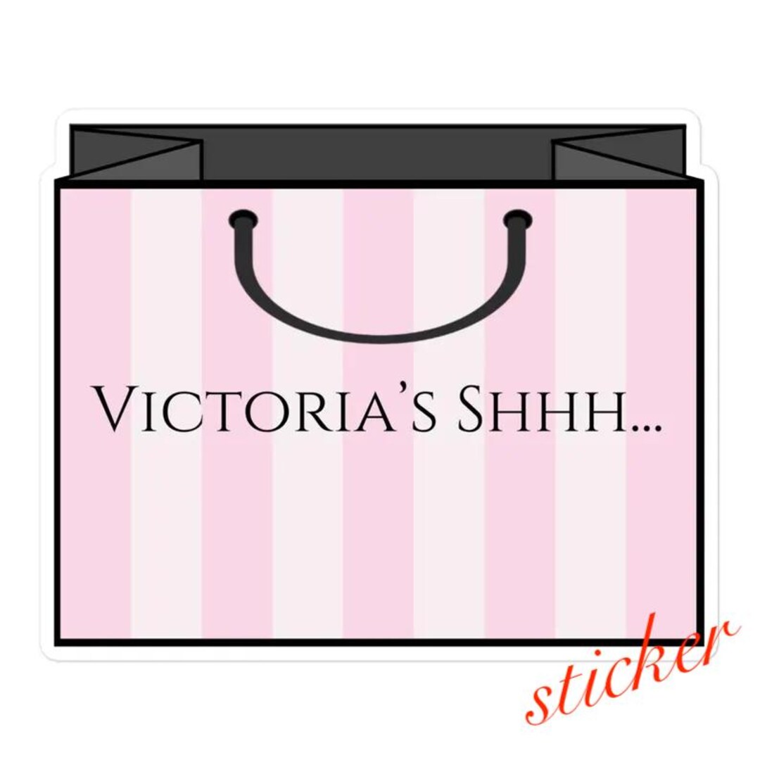 Bubble-free Sticker Victoria's Shhh... Pink Striped Shopping Bag Design ...