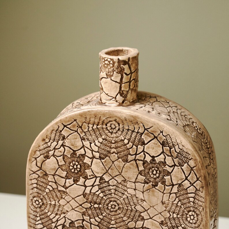 Handcrafted Ceramic Vase Set: Modern Lace Print Home Decor - Etsy