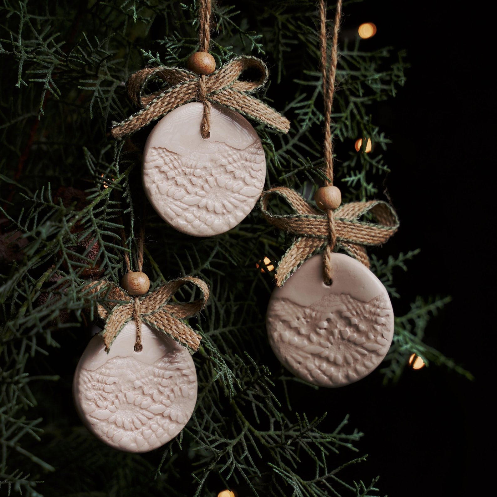 Handmade Ceramic Christmas Tree Ornament Set: Sgraffito Decor - Etsy