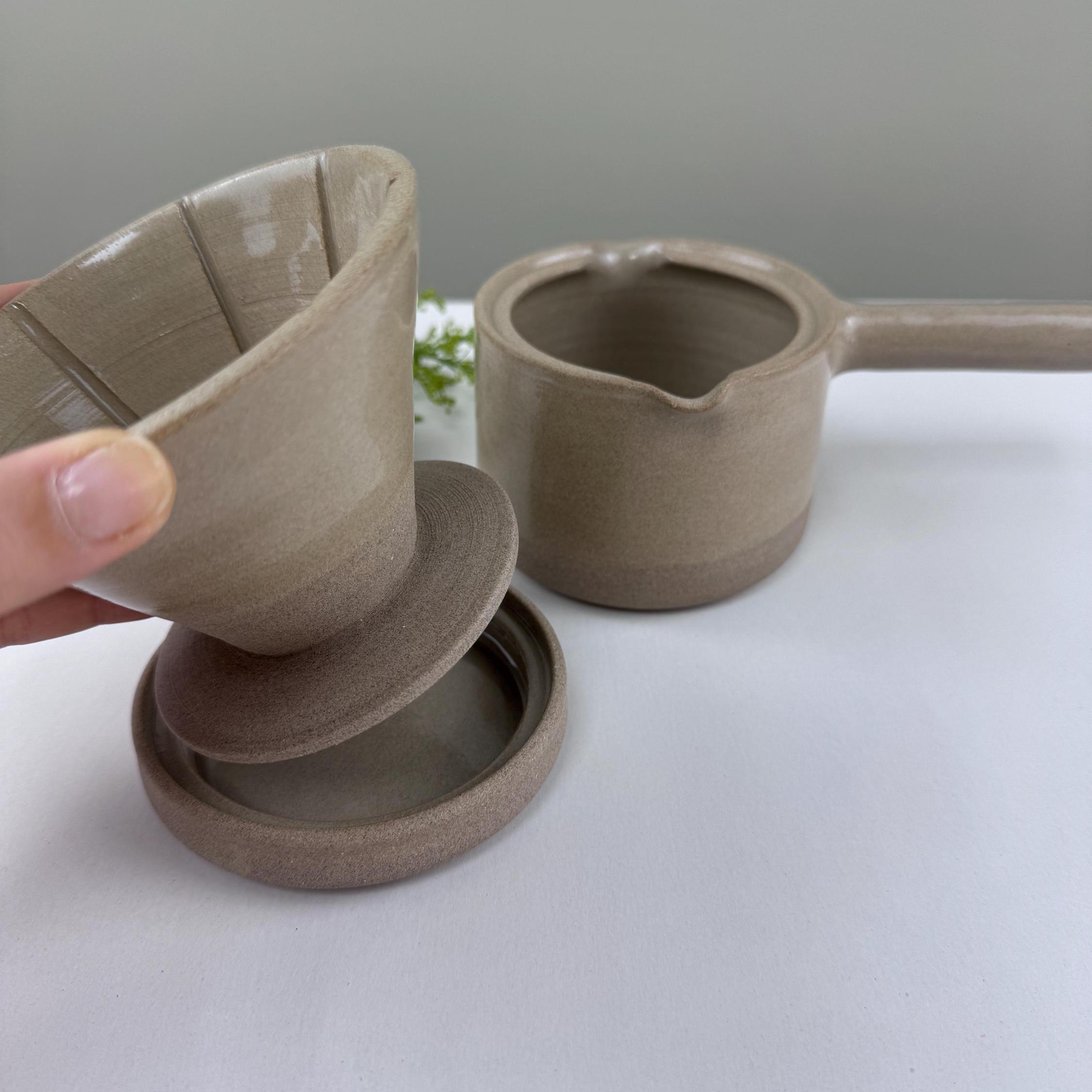 Handmade Ceramic Coffee Pour Over Set: Stoneware Dripper and Jug - Etsy