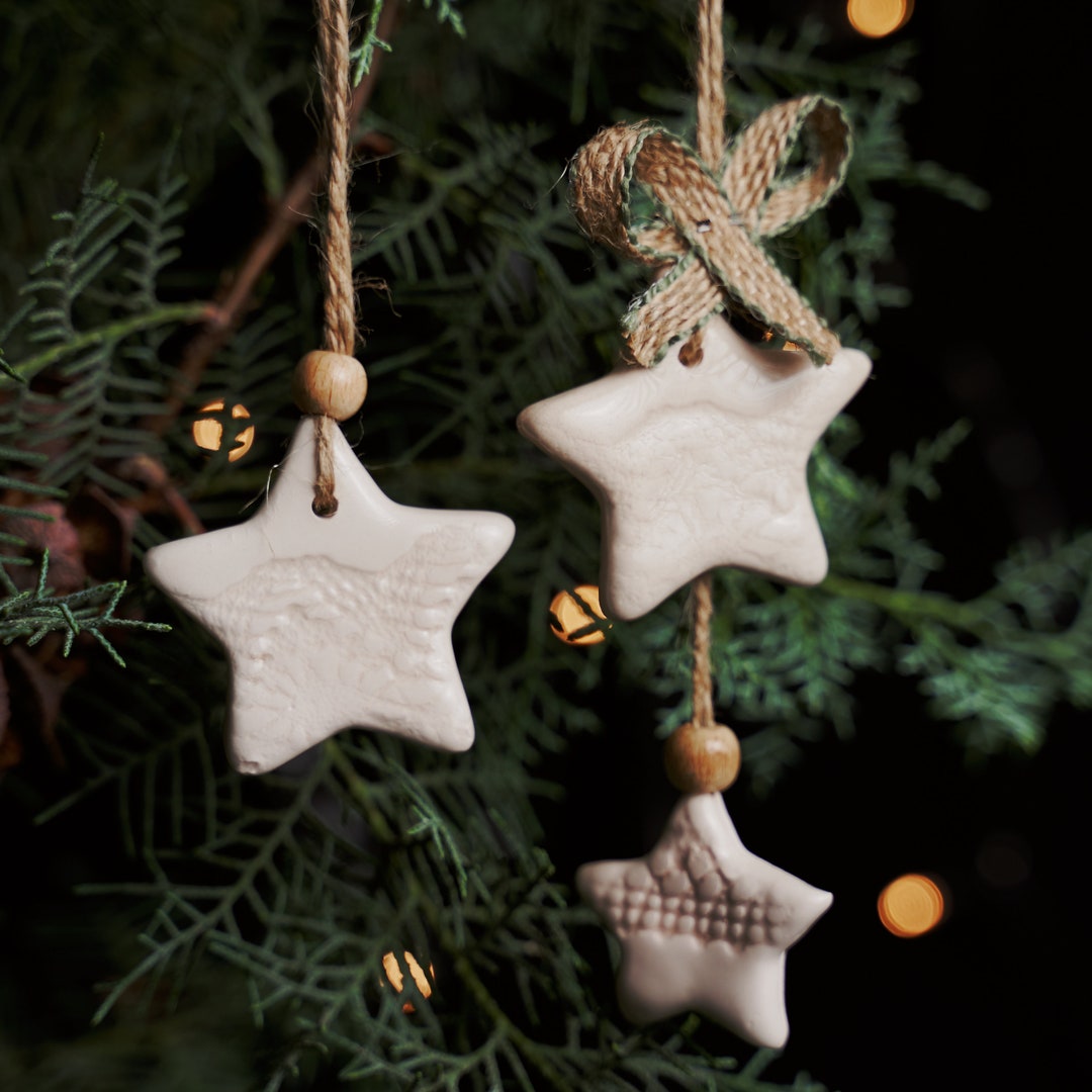 Handmade Ceramic Star Christmas Ornament: Sgraffito Set of 3 - Etsy