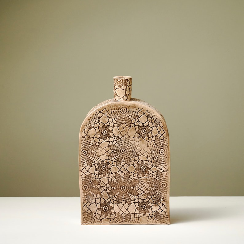Handcrafted Ceramic Vase Set: Modern Lace Print Home Decor - Etsy