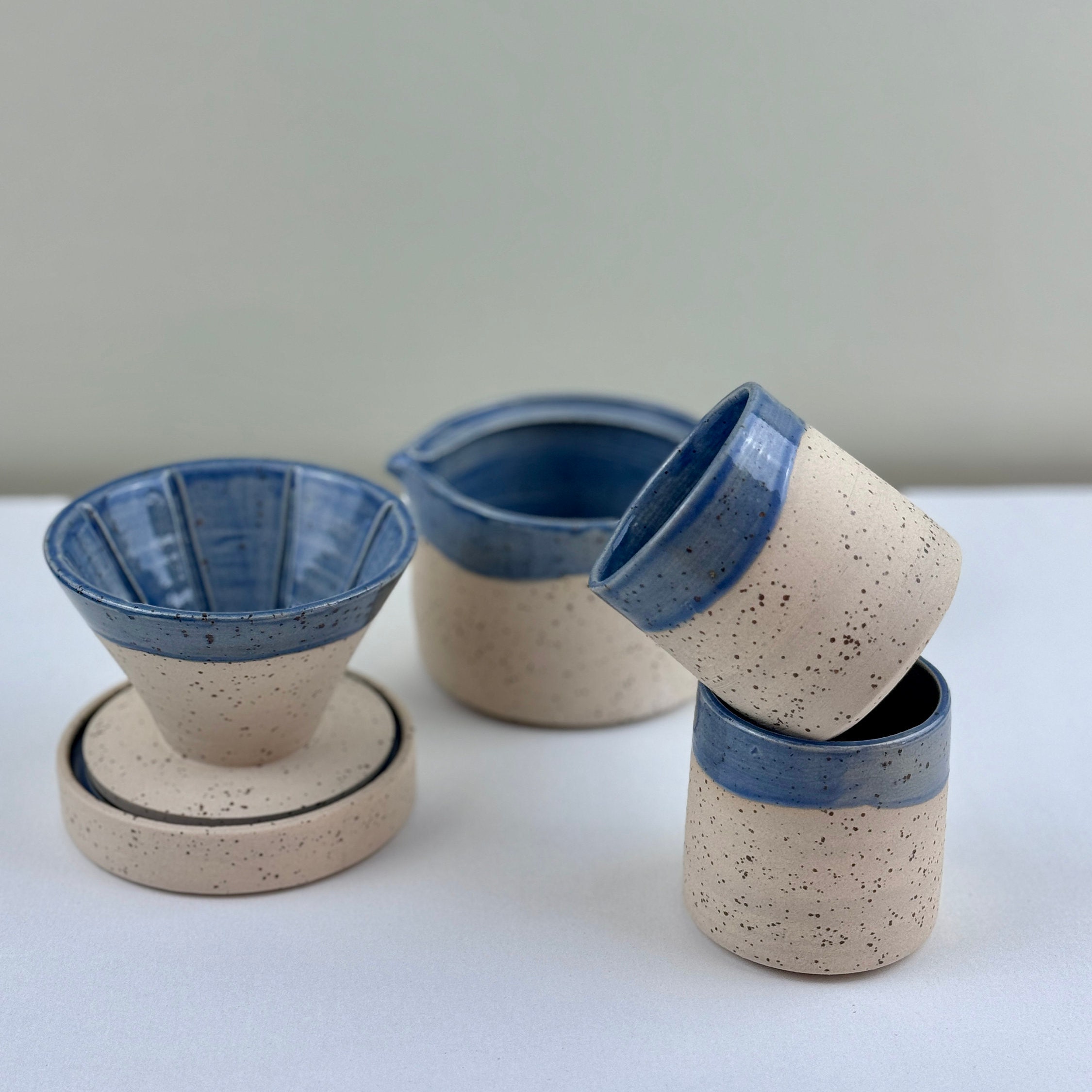 Ceramic Coffee Pour-over Modern Stoneware Dripper and Jug Set Coffee ...