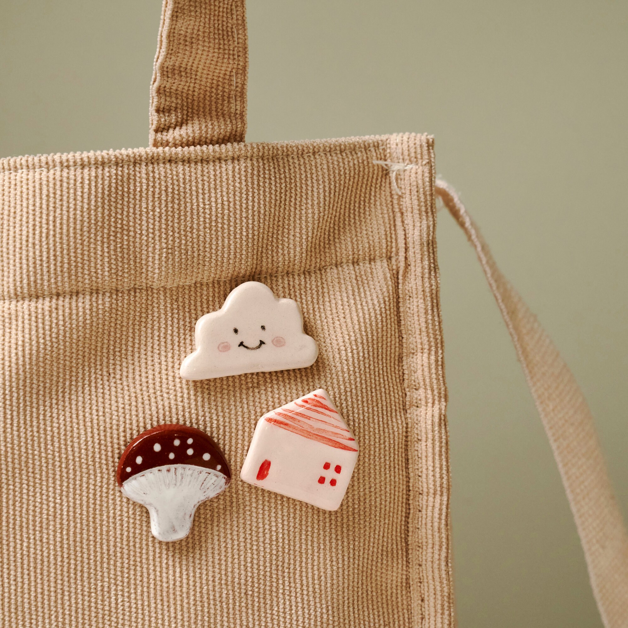 Set of 3 Cartoon Pin Brooches | Handcrafted Ceramic Brooches | Unique ...