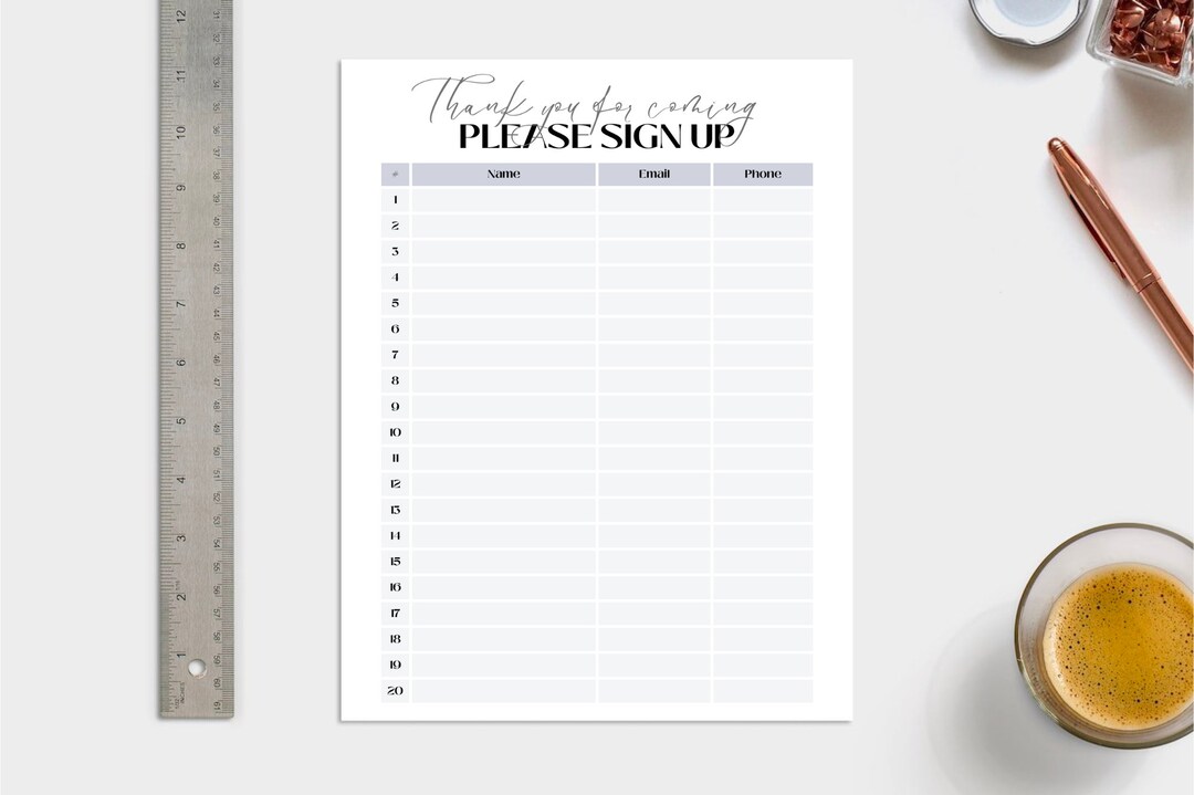 Sign up Sheet, Printable Sign up Sheet, Client Sign Up, Open House Sign ...