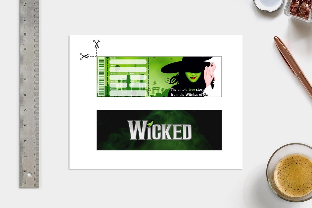 Printable Wicked Ticket, Wicked Broadway Show, Giftable Musical Wicked ...