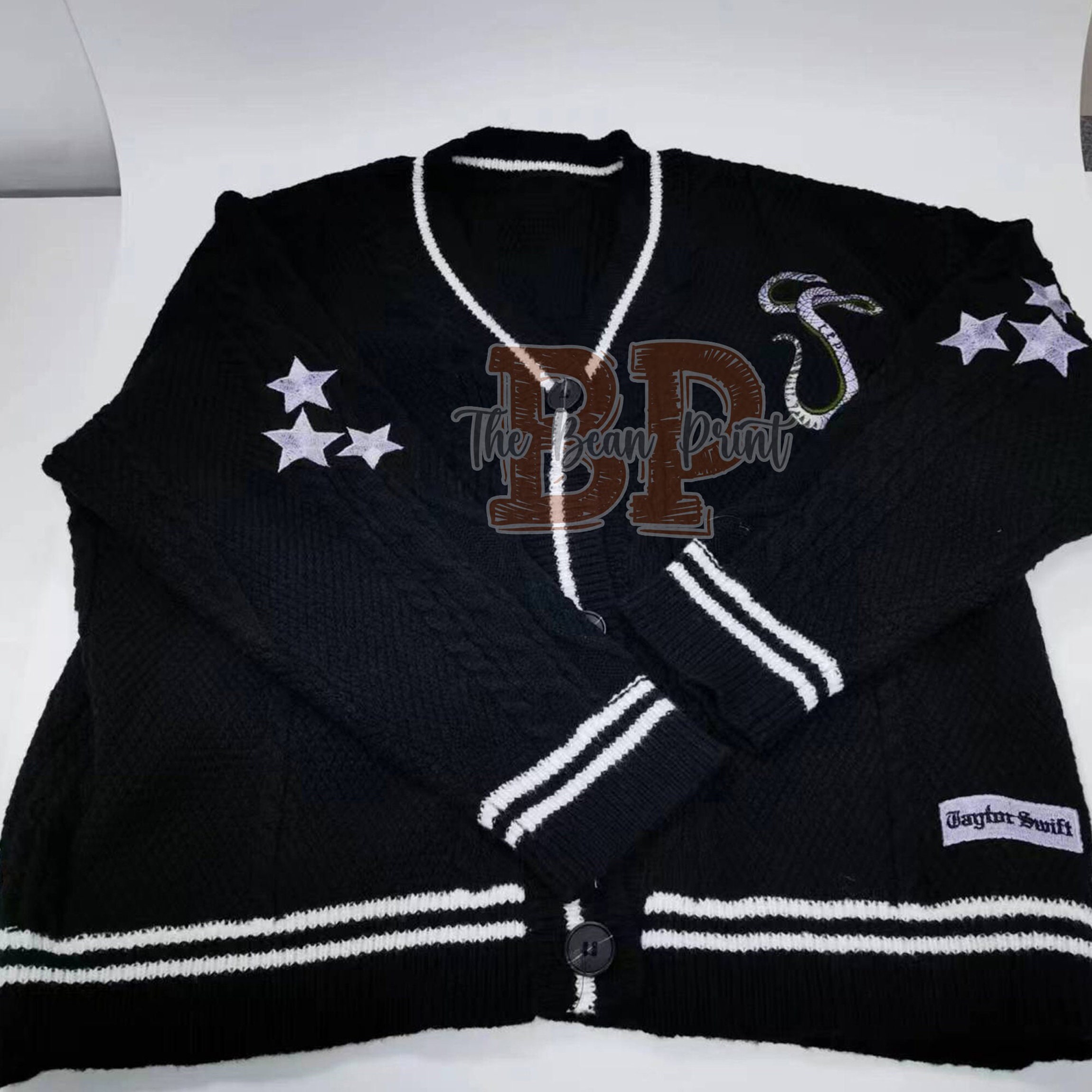 Black Folklore Reputation Cardigan Snake Pattern Star Trendy - Etsy