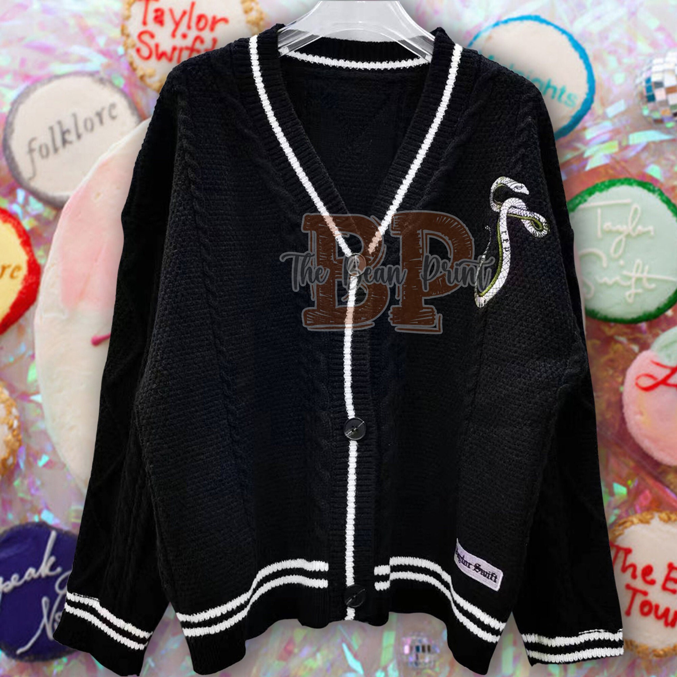 Black Folklore Reputation Cardigan Snake Pattern Star Trendy - Etsy