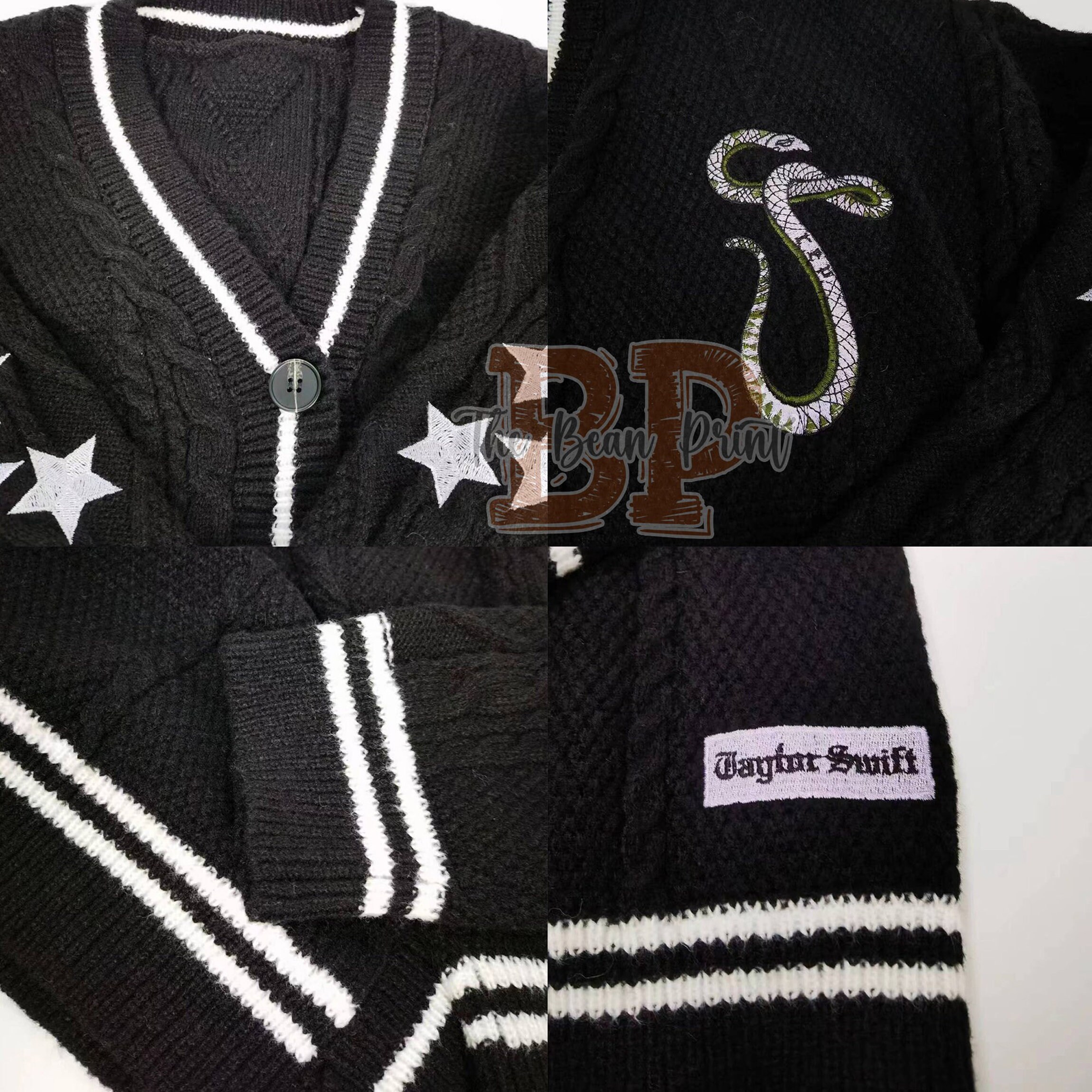 Black Folklore Reputation Cardigan Snake Pattern Star Trendy - Etsy