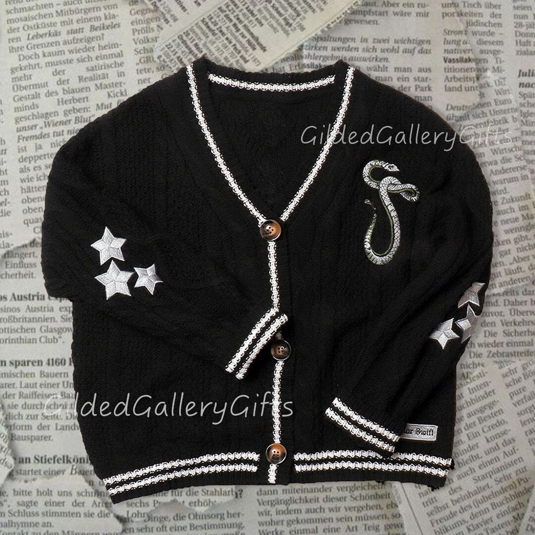 Black Folklore Reputation Cardigan Snake Pattern Star Trendy - Etsy